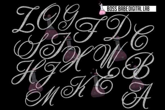 Silver Rhinestone Cursive Letters - Pretty Little Graphics